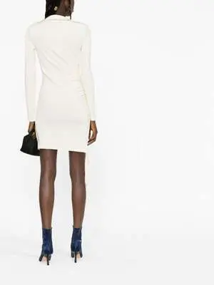Off-White Asymmetric Ruched Minidress - Neutrals