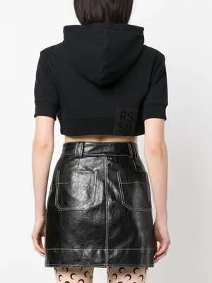 Raf Simons Cropped Short-sleeve Hoodie - Black