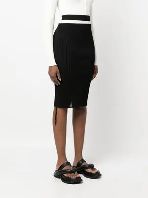 ANDREĀDAMO Ribbed-knit Pencil Skirt - Black