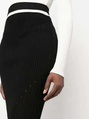 ANDREĀDAMO Ribbed-knit Pencil Skirt - Black