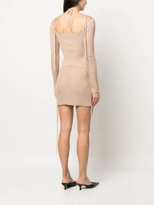 ANDREĀDAMO Ribbed-knit Mini Dress - Neutrals