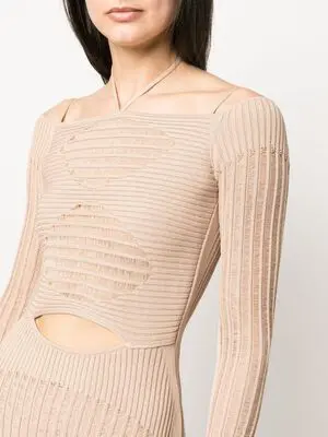 ANDREĀDAMO Ribbed-knit Mini Dress - Neutrals