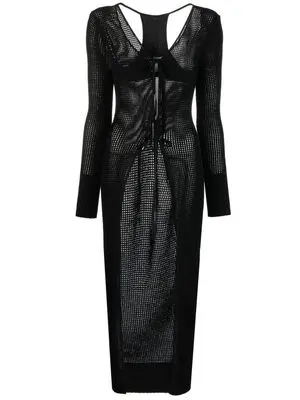 ANDREĀDAMO Semi-sheer Knitted Cardigan - Black