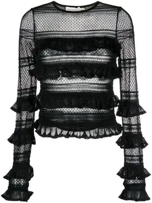 Zimmermann Wonderland Frill Ruffled Top - Black