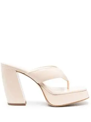 GIABORGHINI Gia 17 120mm Platform Mules - Neutrals