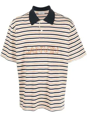 LANVIN Logo-embroidered Striped Polo Shirt