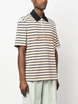 LANVIN Logo-embroidered Striped Polo Shirt