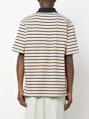 LANVIN Logo-embroidered Striped Polo Shirt