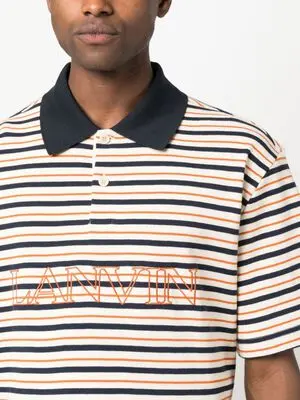 LANVIN Logo-embroidered Striped Polo Shirt