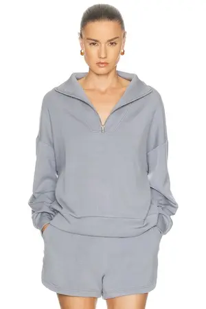 Varley Hawley Half Zip Sweatshirt - Wind Blue