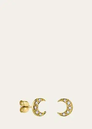 SYDNEY EVAN Sydney Evan 14k White Gold Pave Diamond Crescent Moon Single Stud Earring Unassigned
