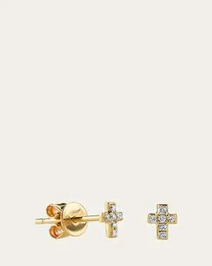 SYDNEY EVAN 14k Yellow Diamond Cross Single Stud Earring - Gold