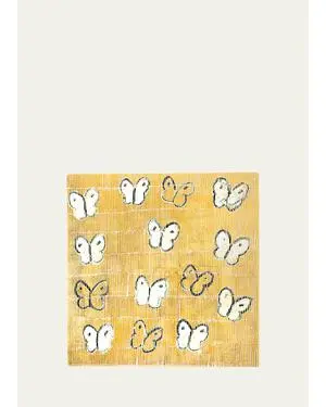 HUNT SLONEM White Ascension Leaf And Lacquer Placemat 14.5"sq - Gold