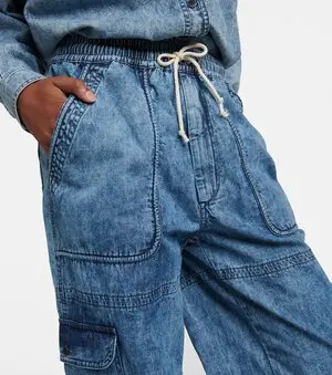 MARANT ETOILE Viamao Straight Cotton Chambray Pants - Blue