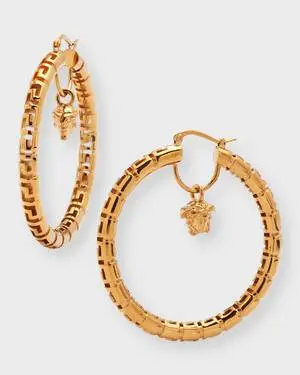 Versace Greca And Medusa Hoop Earrings - Versace Gold