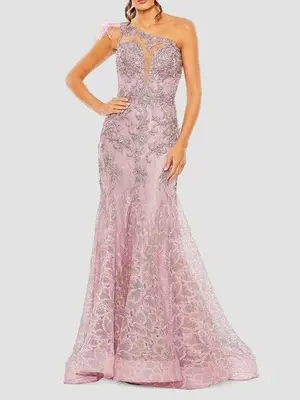 Mac Duggal Embellished Lace Mermaid Gown