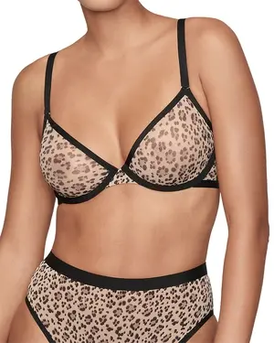 CUUP The Plunge Mesh Bra - Leopard