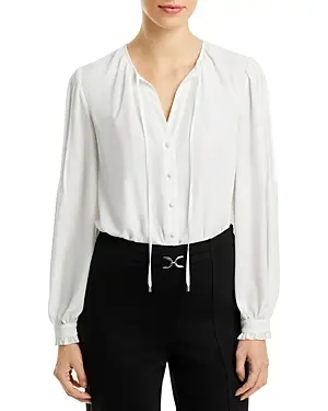 Roaman's Women's Plus Size Long Sleeve Bow Blouse