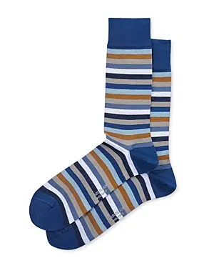 Marcoliani Marcoliani Rainbow Stripe Crew Socks Navy/brown