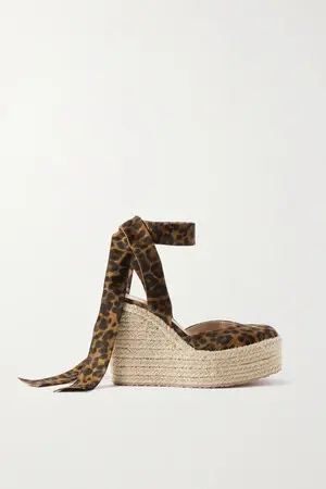 GIANVITO ROSSI 70 Leopard-print Suede Wedge Espadrilles