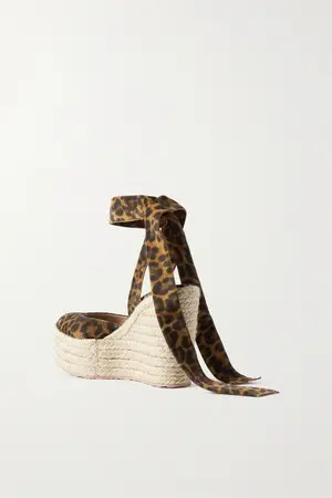 GIANVITO ROSSI 70 Leopard-print Suede Wedge Espadrilles