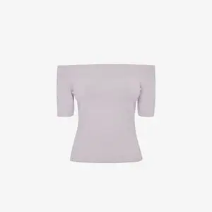 Alexander McQueen Off-the-Shoulder Knit Top Porcelain