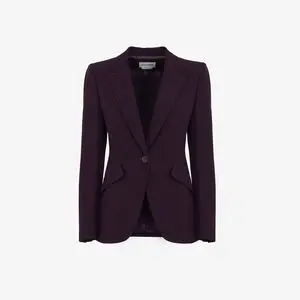 Alexander McQueen Peak Shoulder Leaf Crepe Jacket Night Shade