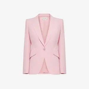 Alexander McQueen Peak Shoulder Leaf Crepe Jacket Pale Pink