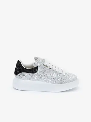 Alexander McQueen Crystal-embellished Oversized Sneakers - White/crystal