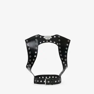 Alexander Mcqueen Eyelet Leather Harness - Black/Silver | Editorialist