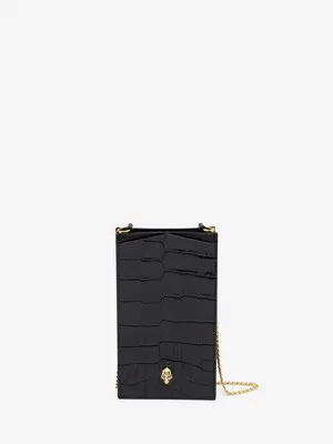 Alexander McQueen Skull Phone Case With Chain - Black