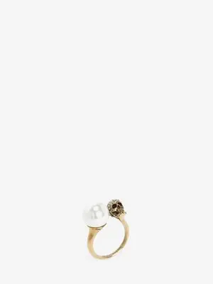 Alexander McQueen Pearl And Crystal Skull Ring