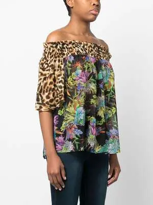 Just Cavalli Mixed-print Blouse
