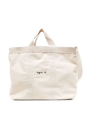 AGNES B. Logo-print Canvas Tote