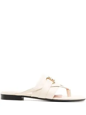 Bally Elia Leather Flat Sandals - White