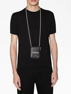 Amiri Leather Logo Print Crossbody Wallet Bag