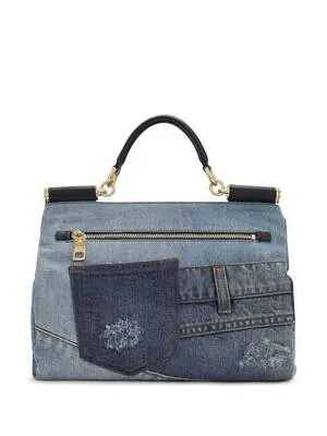 Dolce & Gabbana Sicily Medium Patchwork Denim Top-handle Bag