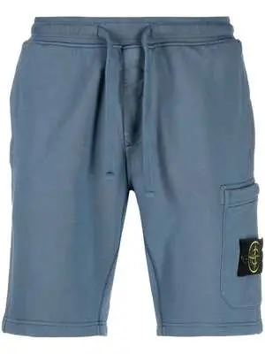 Stone Island Logo-patch Detail Shorts - Blue
