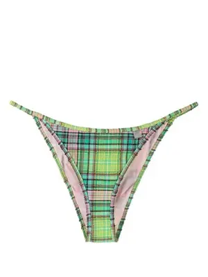 GANNI Checked Bikini Bottoms - Green