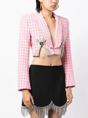 AREA Deco Bow Slit Cropped Blazer