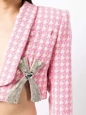 AREA Deco Bow Slit Cropped Blazer