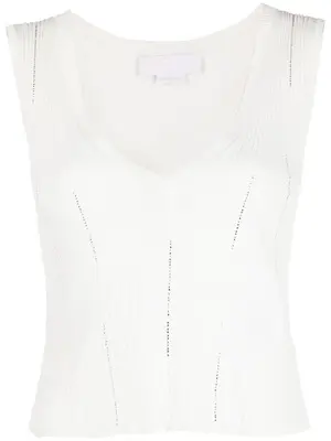 GENNY Embellished Rib Vest - White