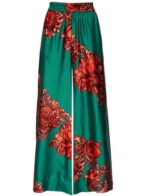 La DoubleJ Floral Print Palazzo Trousers - Green