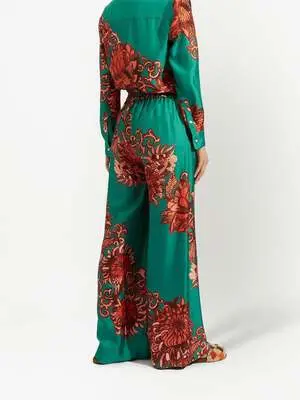 La DoubleJ Floral Print Palazzo Trousers - Green