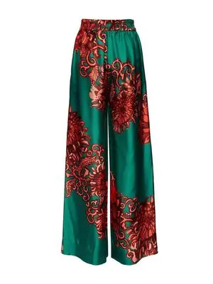 La DoubleJ Floral Print Palazzo Trousers - Green