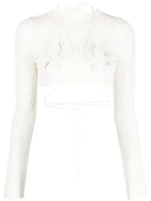 ANDREĀDAMO Open-knit Crop Top
