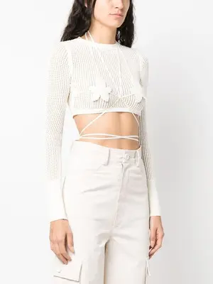 ANDREĀDAMO Open-knit Crop Top