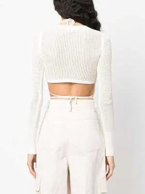 ANDREĀDAMO Open-knit Crop Top