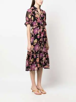 Diane Von Furstenberg Floral Print Chiffon Midi Dress