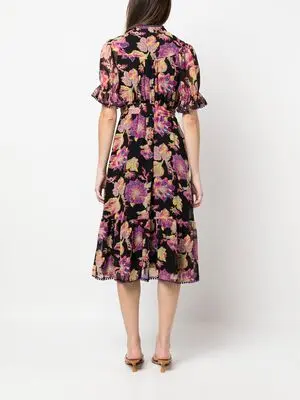 Diane Von Furstenberg Floral Print Chiffon Midi Dress